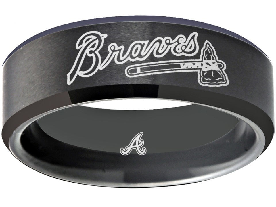 Atlanta Braves Ring Rose Matte Black Tungsten Wedding Ring Sizes 6 - 1 ...