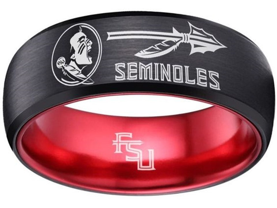 Florida State Seminoles Ring FSU Logo Ring Wedding Band Black & Red Ri ...