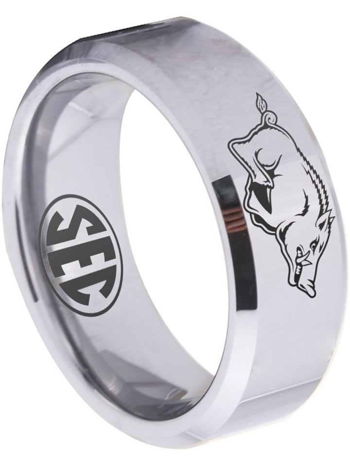 Arkansas Razorbacks Ring Silver Ring Tungsten Ring #arkansas #razorbac ...